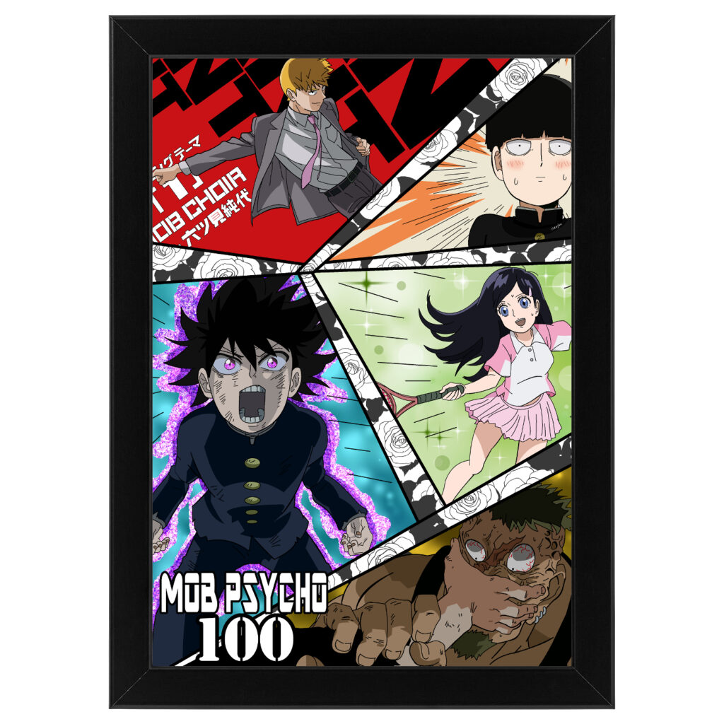 Ξύλινο κάδρο με θέμα το Mob Psycho - Stefos Art & Comics